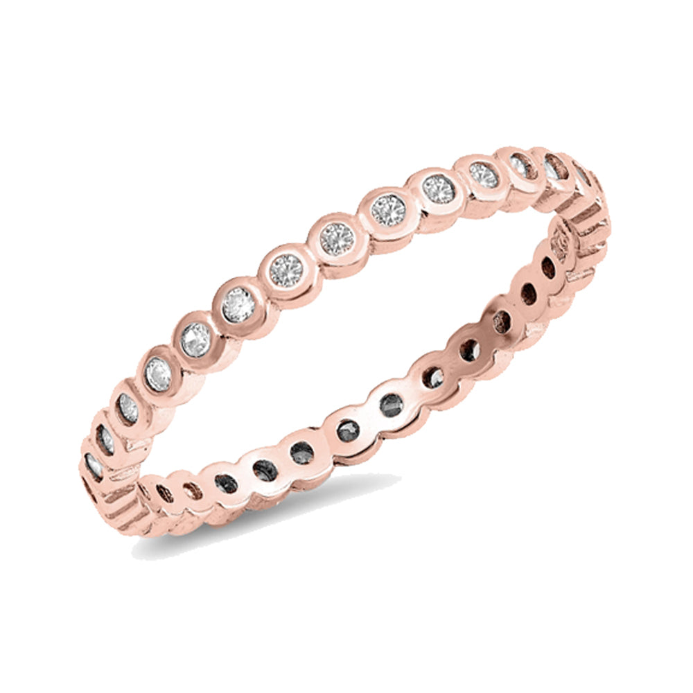 CZ Micro Eternity Rose Gold Ring – www.ToeRings.com