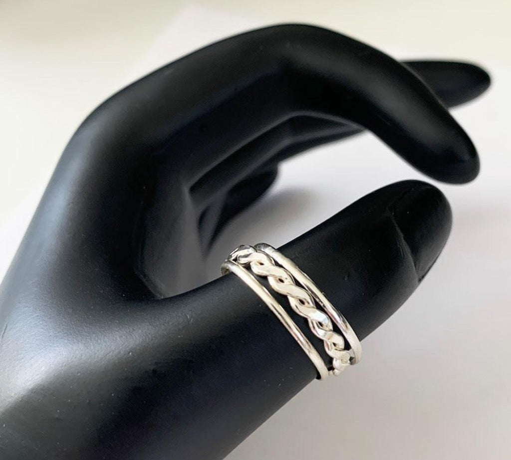 Skinny Bands & Medium Braid Stackable Rings