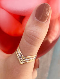 Triple Chevron Mixed Metal Hammered Ring